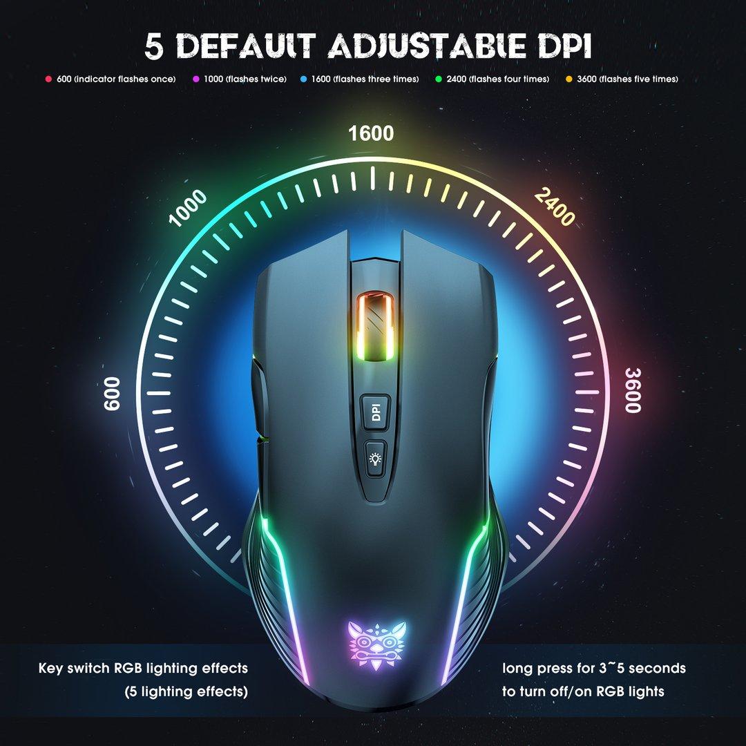 Onikuma - MOUSE GAMING ONIKUMA CW905 HITAM 6400 DPI WIRELESS MOUSE ...