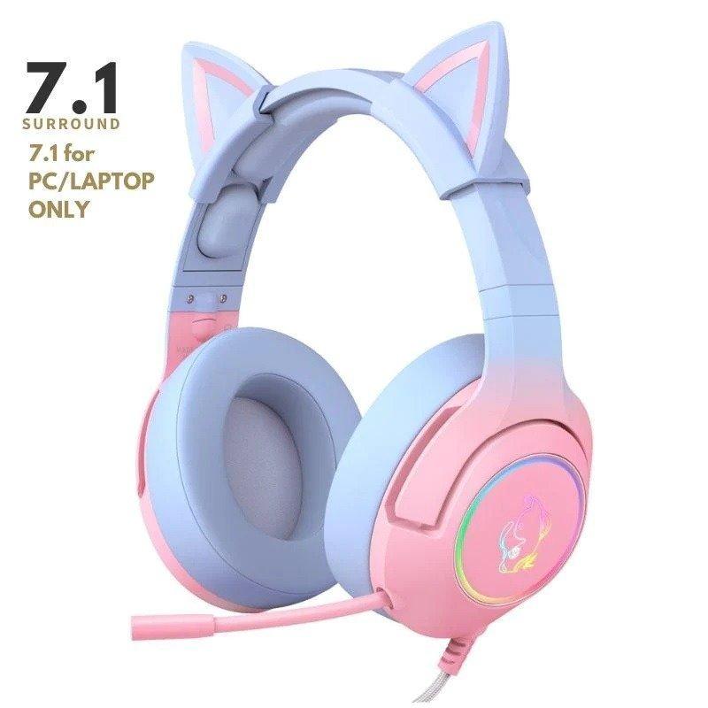Onikuma - HEADPHONE GAMING ONIKUMA K9 7.1 BIRU PINK MODEL CAT EARS ...